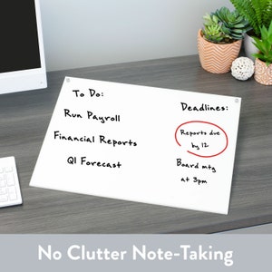 Desk Dry Erase Board With Erasable Marker | White, Black, Clear Acrylic ...