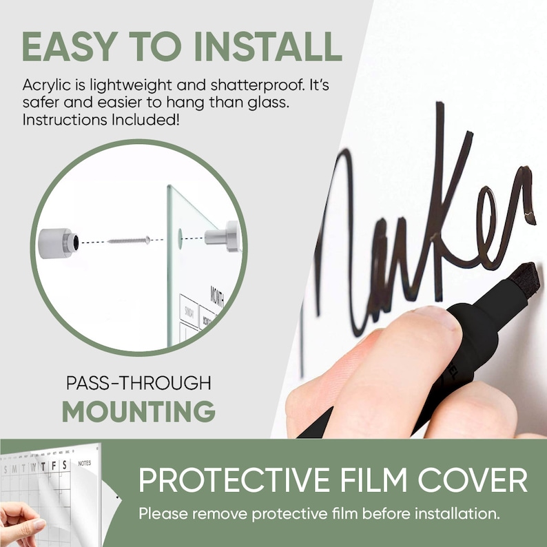 Custom White Board Calendar Family Calendar Dry Erase to - Etsy