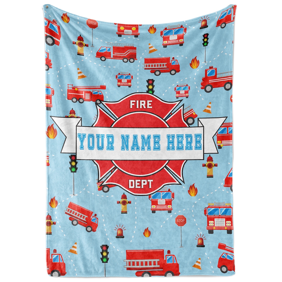 Customized Fire Truck Blanket - Ships Next Day, Printed in USA - Soft ...