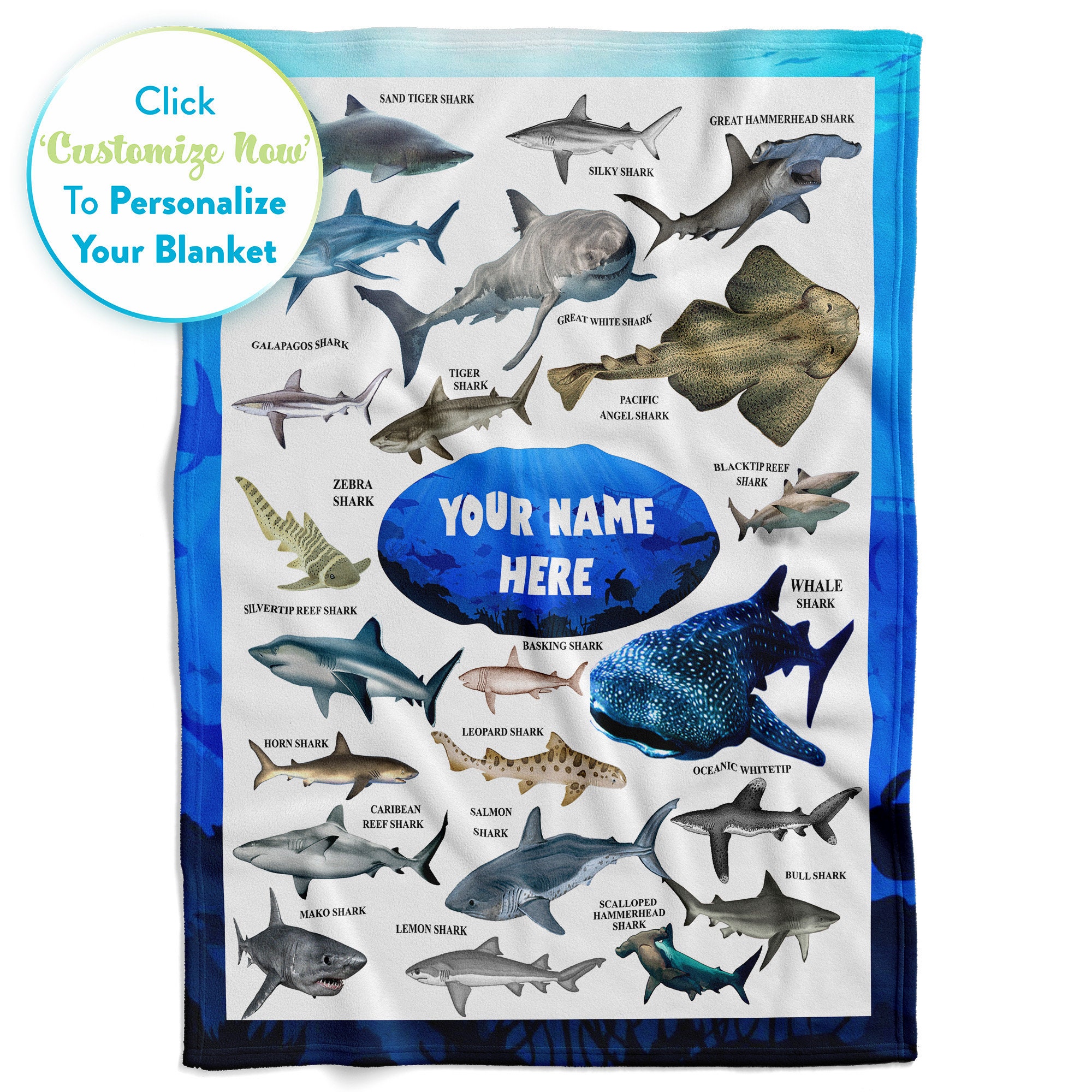 Shark Gifts for Kids Personalized Shark Blanket for Kids - Etsy