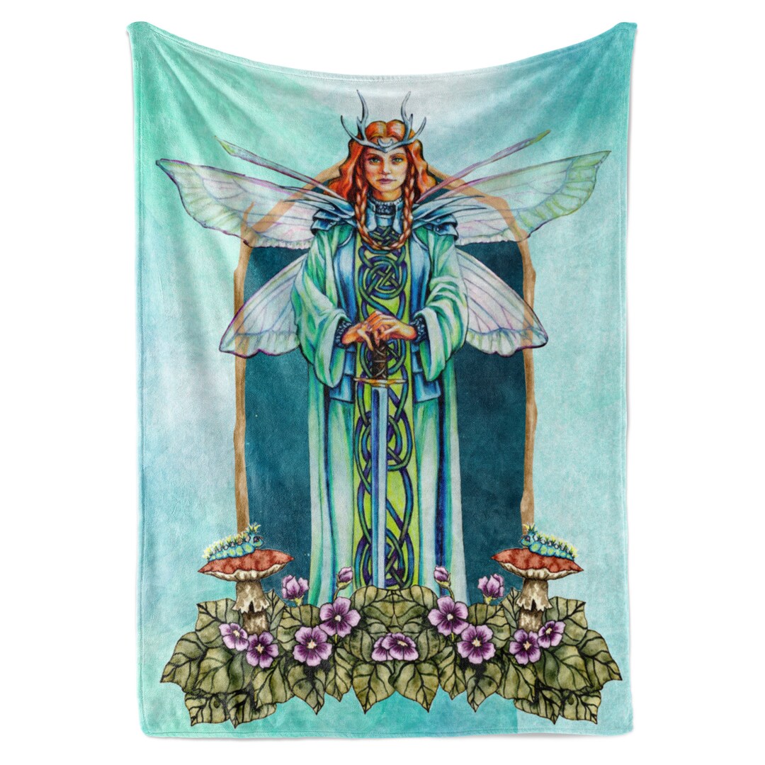 Winged Druid Fairy Blanket for Women With Vintage Medieval Theme | Art ...
