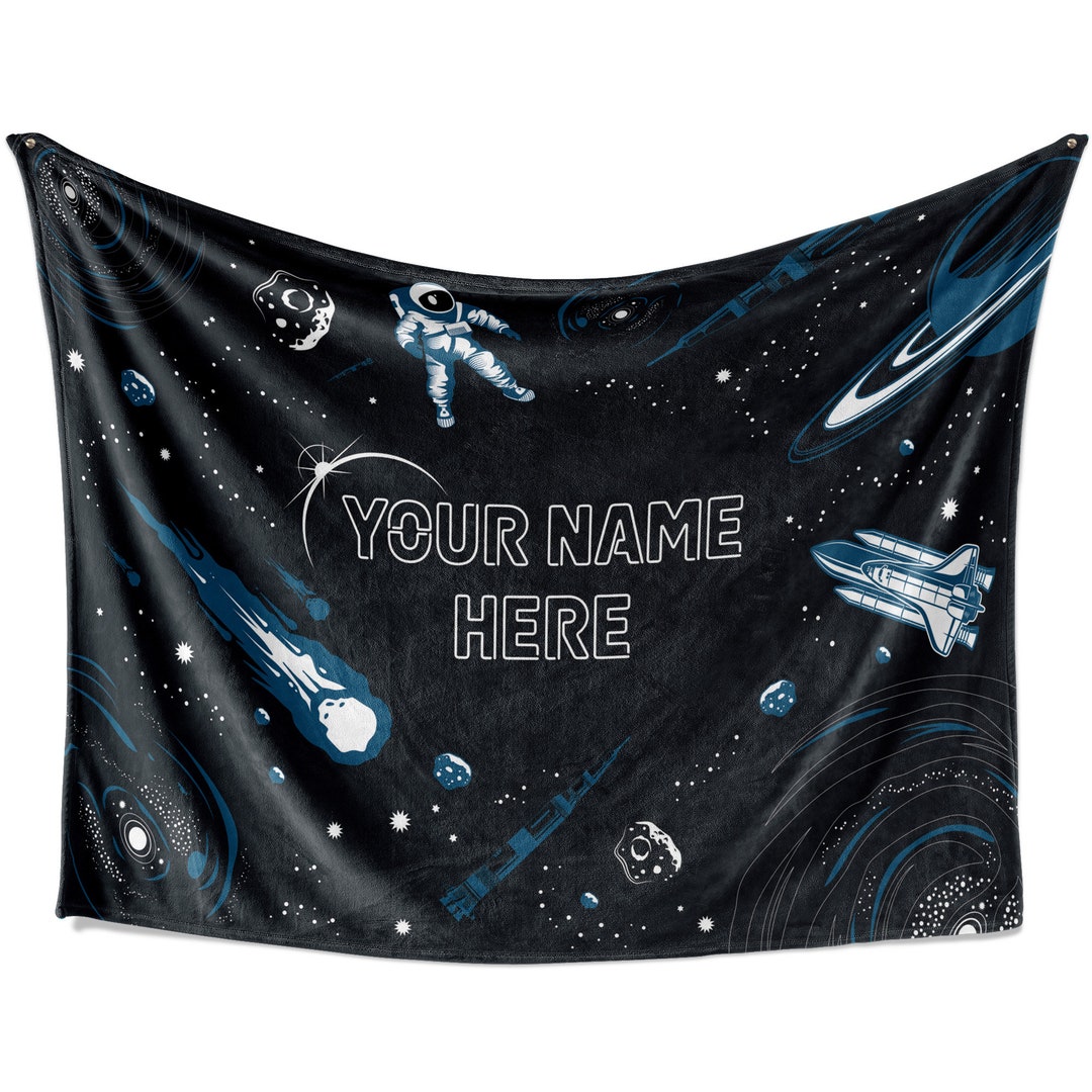 Personalized Outer Space Fleece Blanket for Kids Gift | Custom Name ...