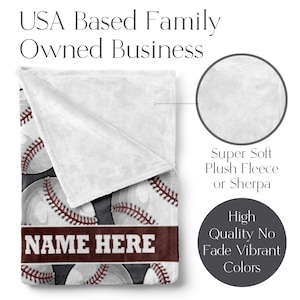 Personalized Baseball Blanket for Kids or Adults | Custom Name Throw ...