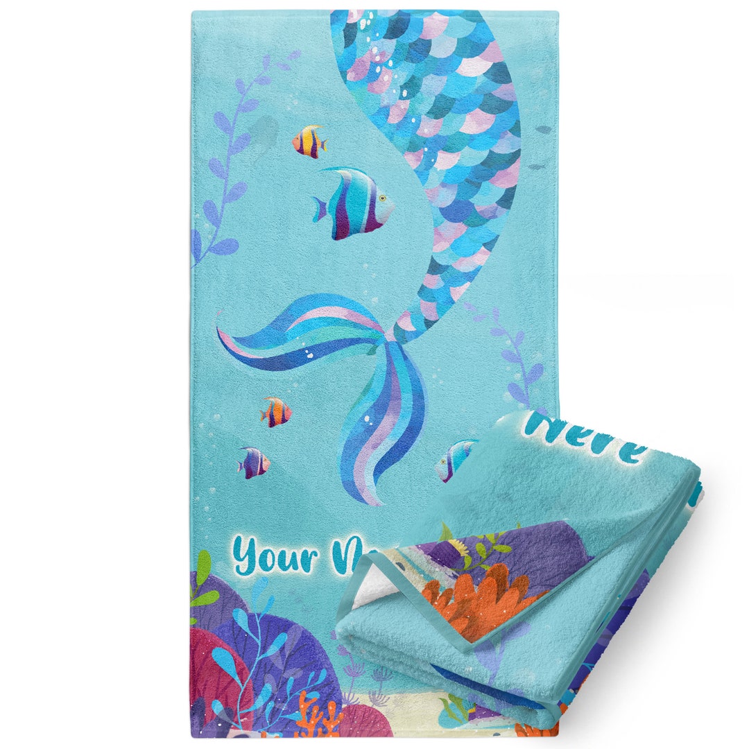 Personalized Beach Mermaid Towel for Girls With Custom Name,colorful ...