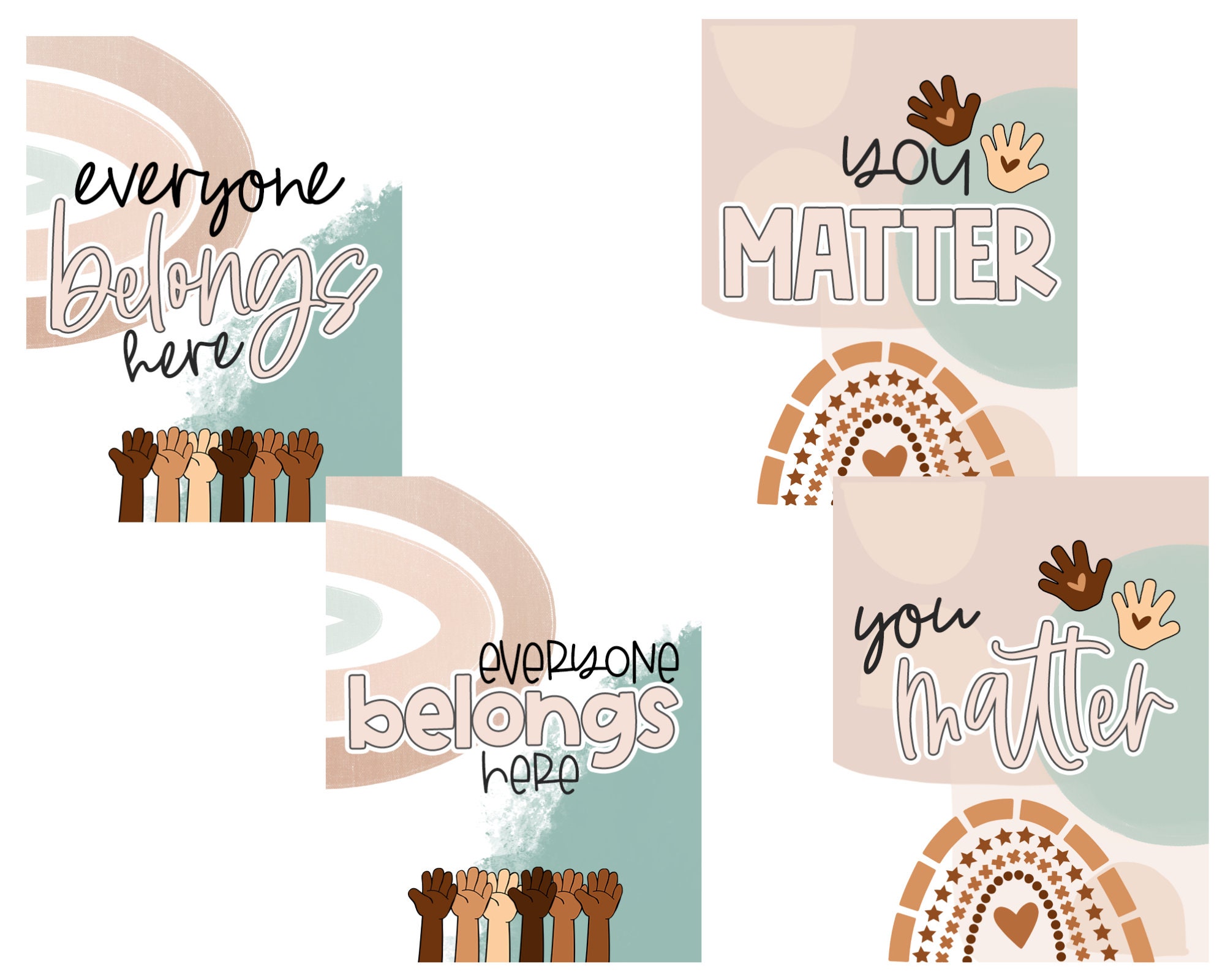 Classroom Diversity and Inclusion Posters & Bulletin Board Soft Boho ...