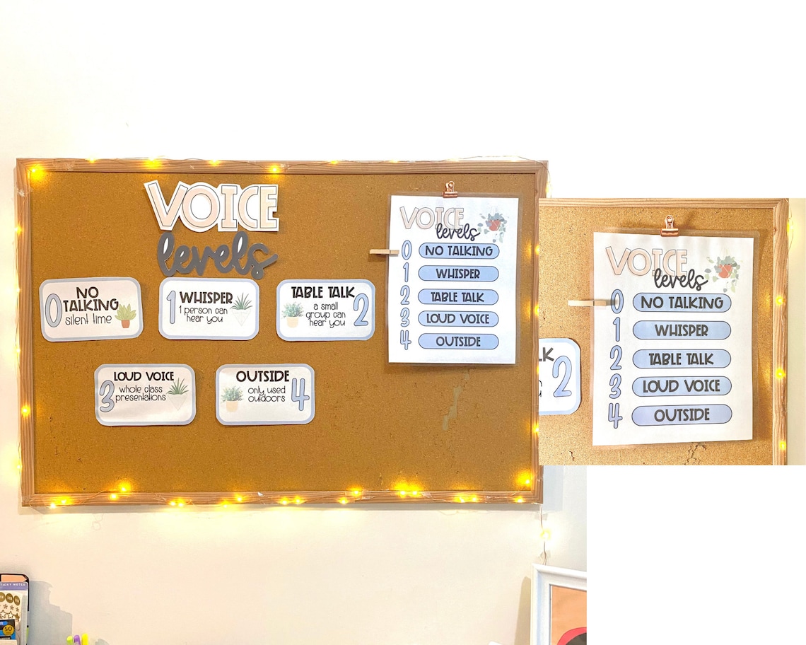 Classroom Voice Level Posters and Chart | EDITABLE Signs Soft Boho Chic ...