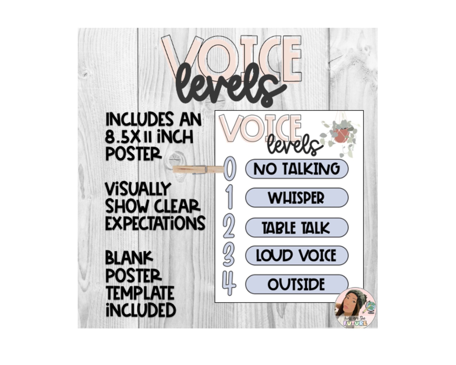 Classroom Voice Level Posters and Chart | EDITABLE Signs Soft Boho Chic ...