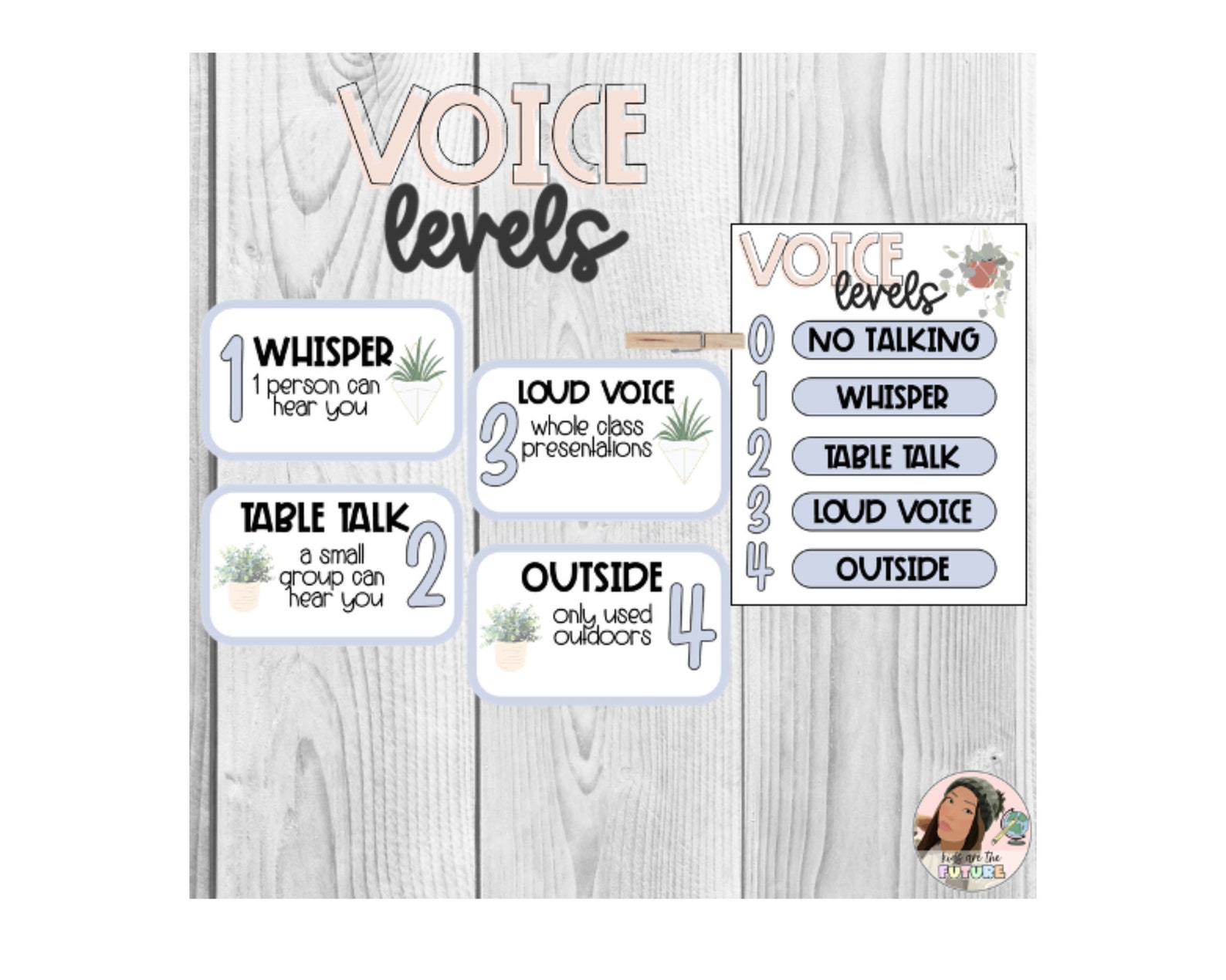Classroom Voice Level Posters and Chart | EDITABLE Signs Soft Boho Chic ...