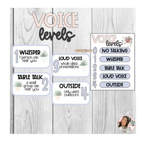 Classroom Voice Level Posters and Chart | EDITABLE Signs Soft Boho Chic ...