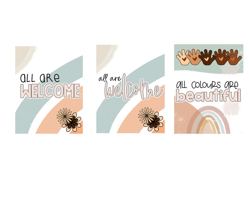Classroom Diversity and Inclusion Posters & Bulletin Board Soft Boho ...