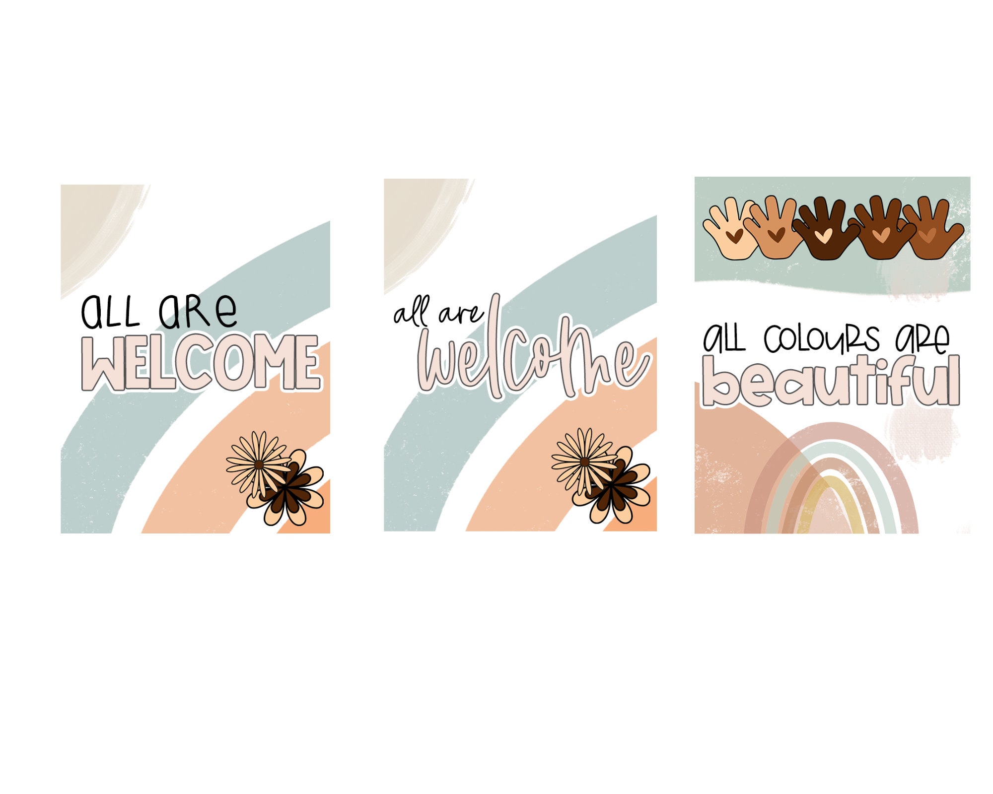 Classroom Diversity and Inclusion Posters & Bulletin Board Soft Boho ...