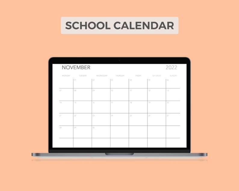 School Monthly Calendar 2022-2023 Calendar Students & - Etsy