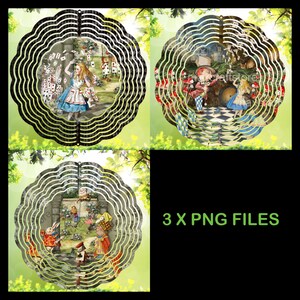 Wind Spinner Set of 3 PNG PDF Digital Downloads for Sublimation, Alice ...