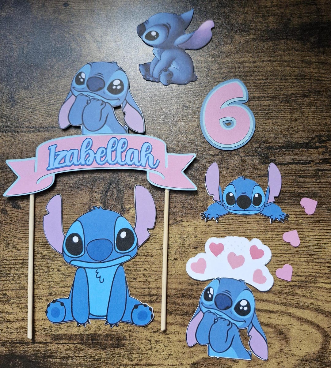 Stitch Cake Topper Set Any Name And Age Etsy Uk