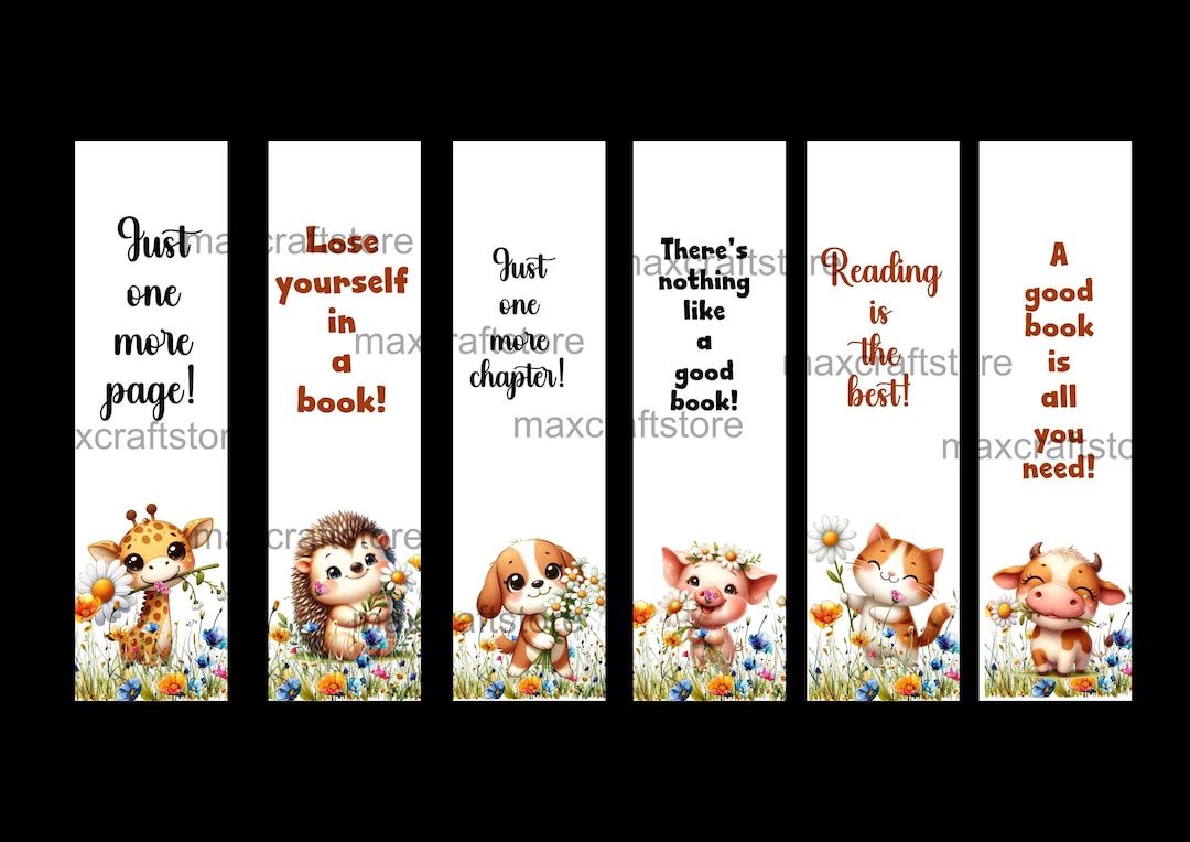 Cute Animals Bookmarks Pdf Png Digital File Printable - Etsy