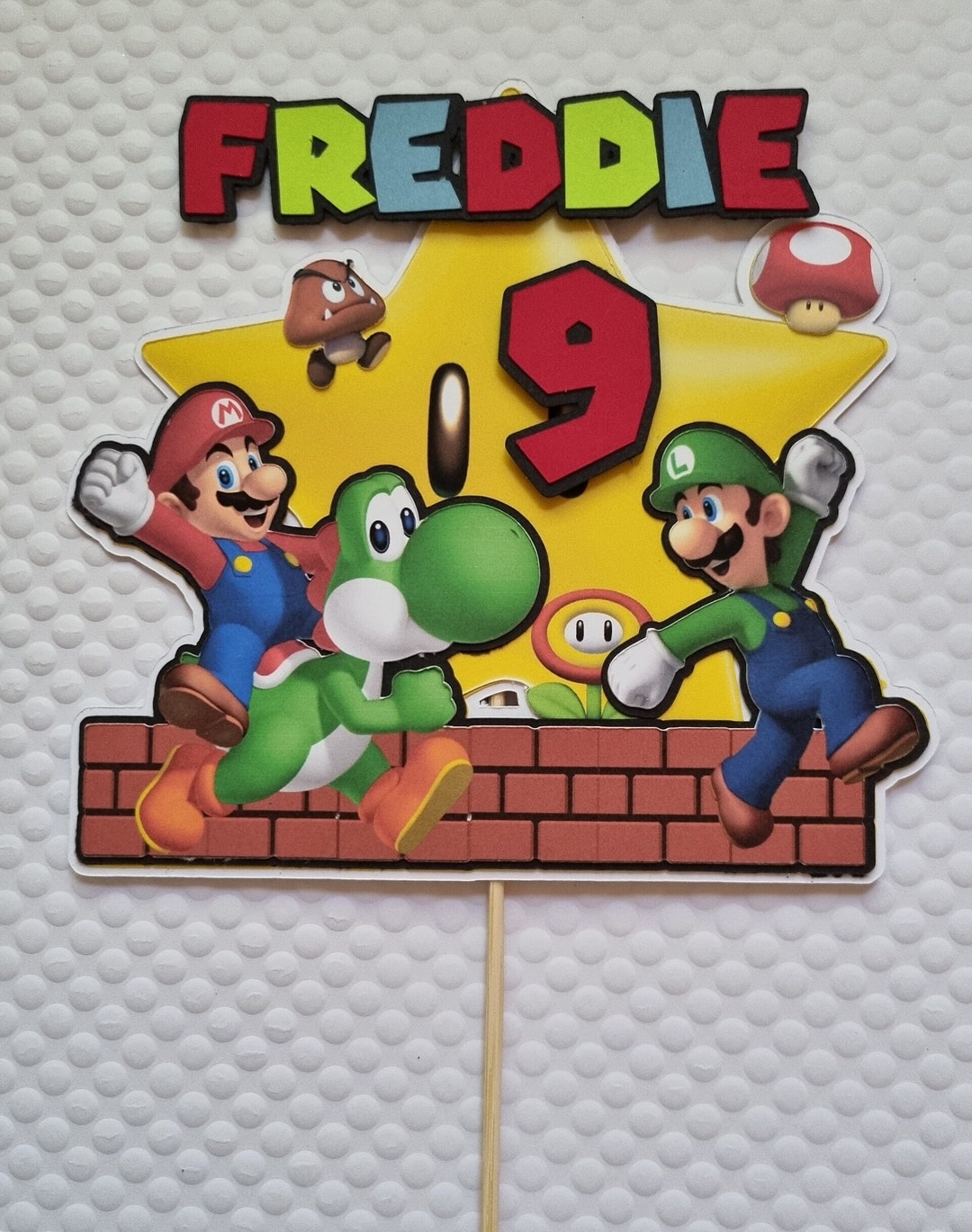 Super Mario Inspired Cake Topper, Any Name Any Age - Etsy UK