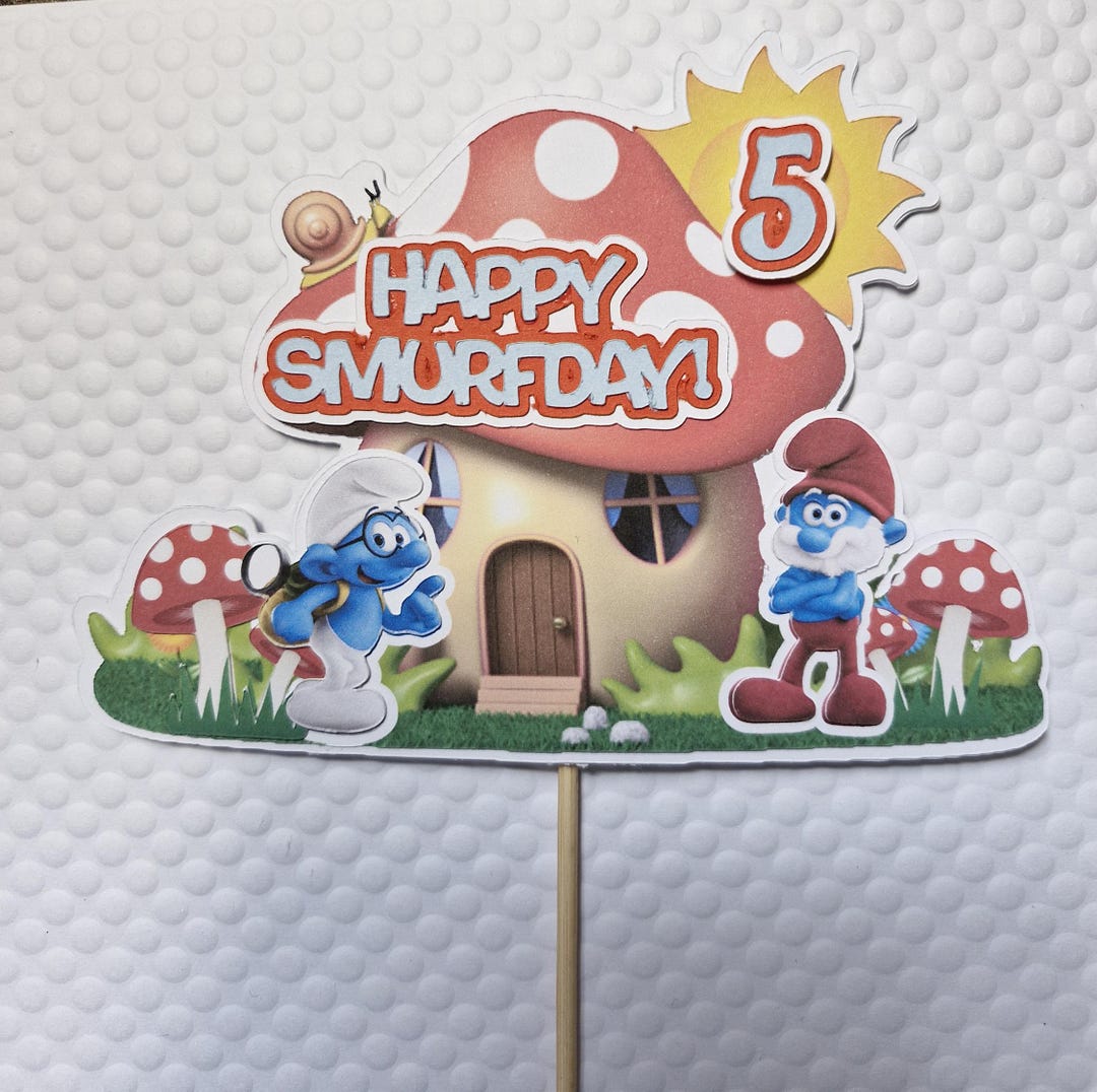 Smurfs Inspired Cake Topper Set, Any Name Any Age - Etsy
