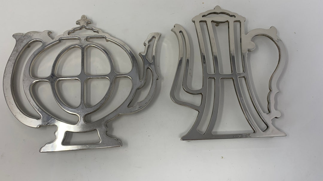 Pair of Silver Plated Trivets Coffee and Tea - Etsy