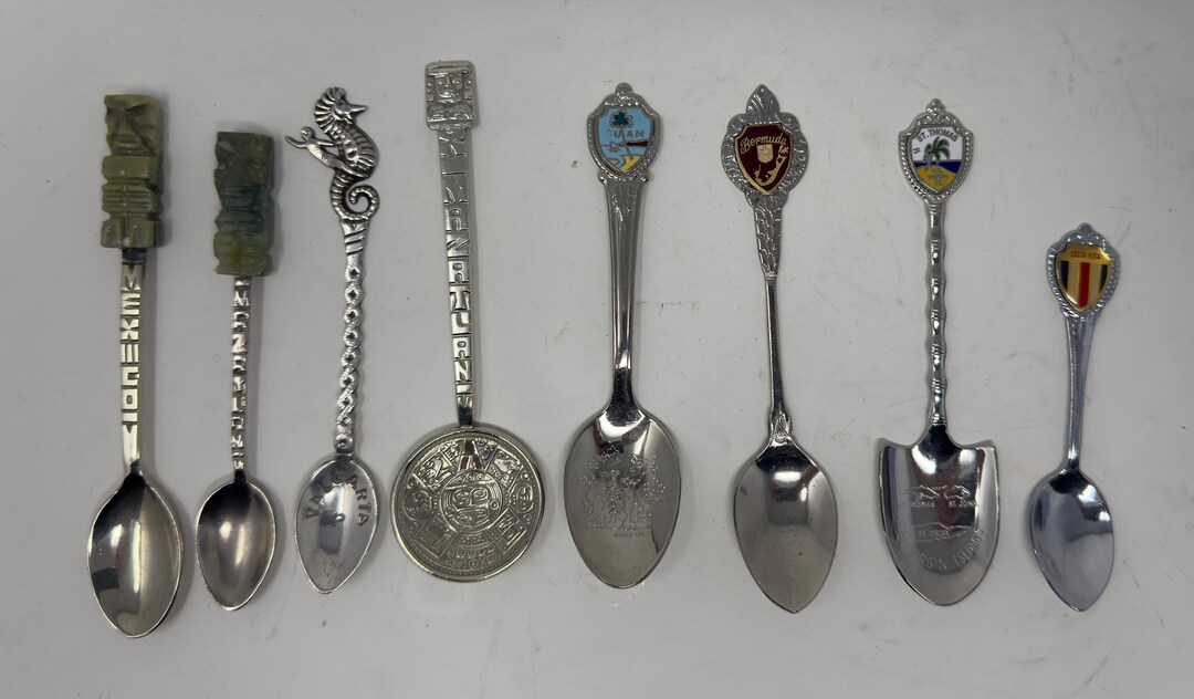 Set of 8 Collector Spoons Mexican With Carved Onxy - South America ...