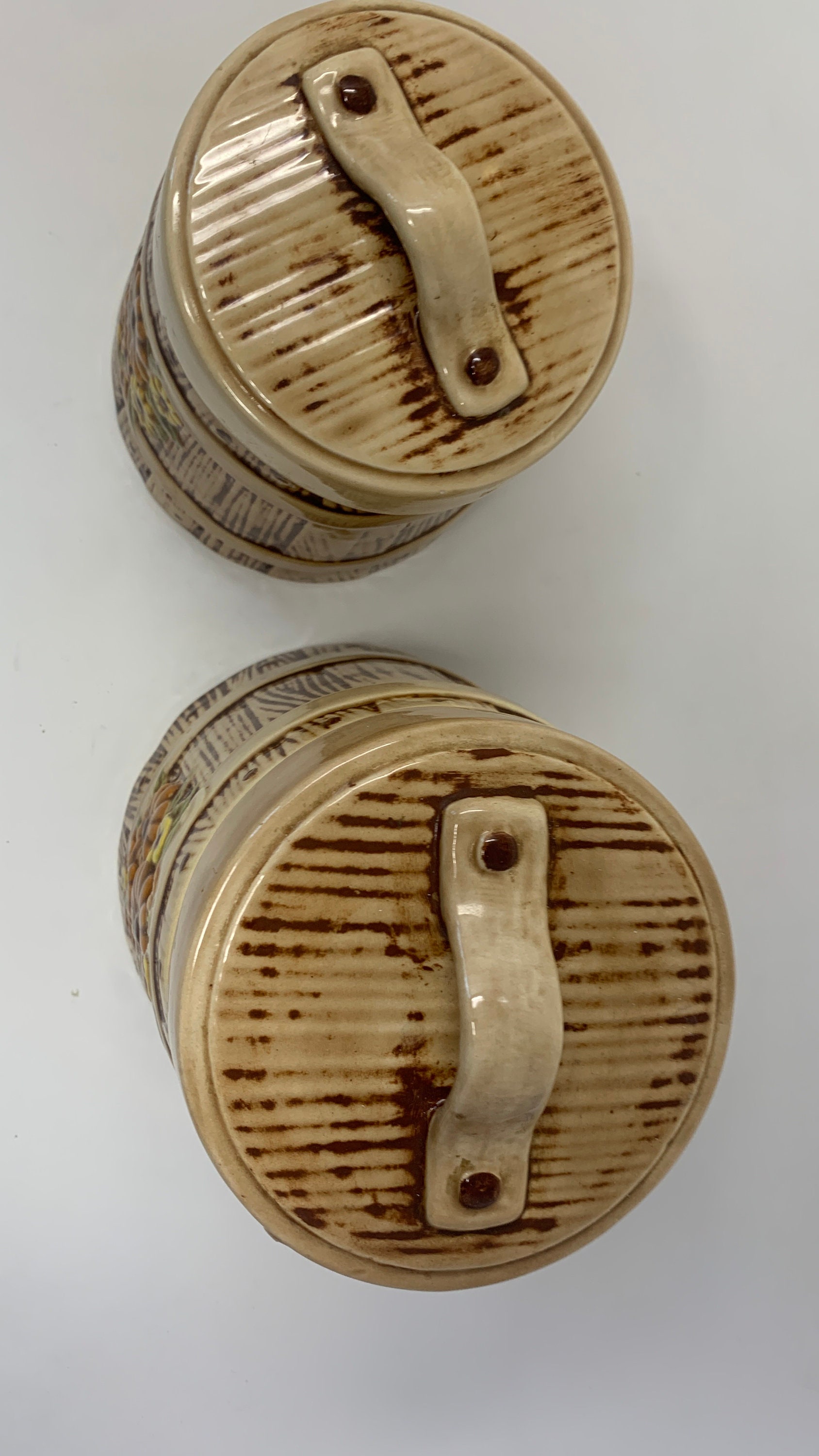 Pair of Hand Painted Ceramic Canisters 1970's - Etsy