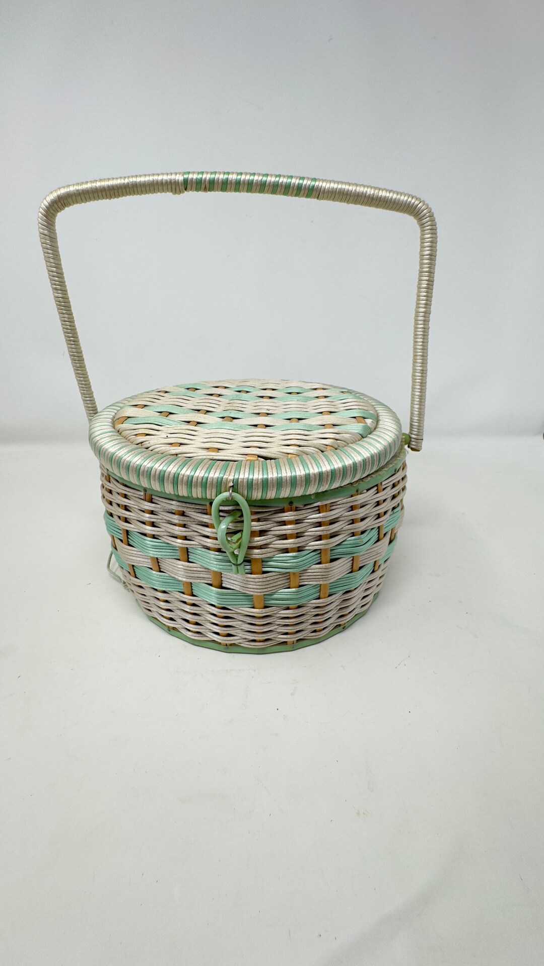 Vintage Wicker Sewing Basket Satin Lining Made in Japan 1960's - Etsy