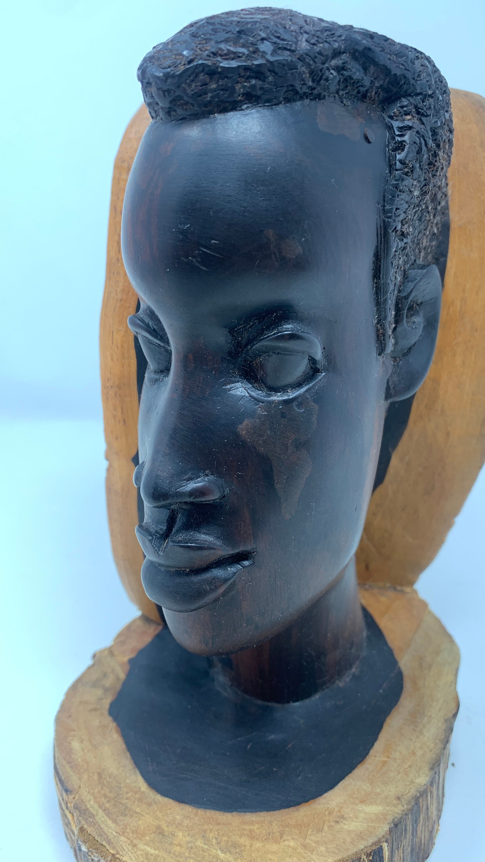 African Tribal Head Sculpture Ebony Wood - Etsy