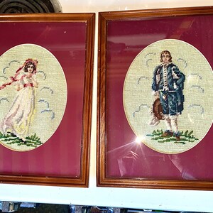 2 Framed Matted Needlepoint Pinkie and Blue Boy - Etsy