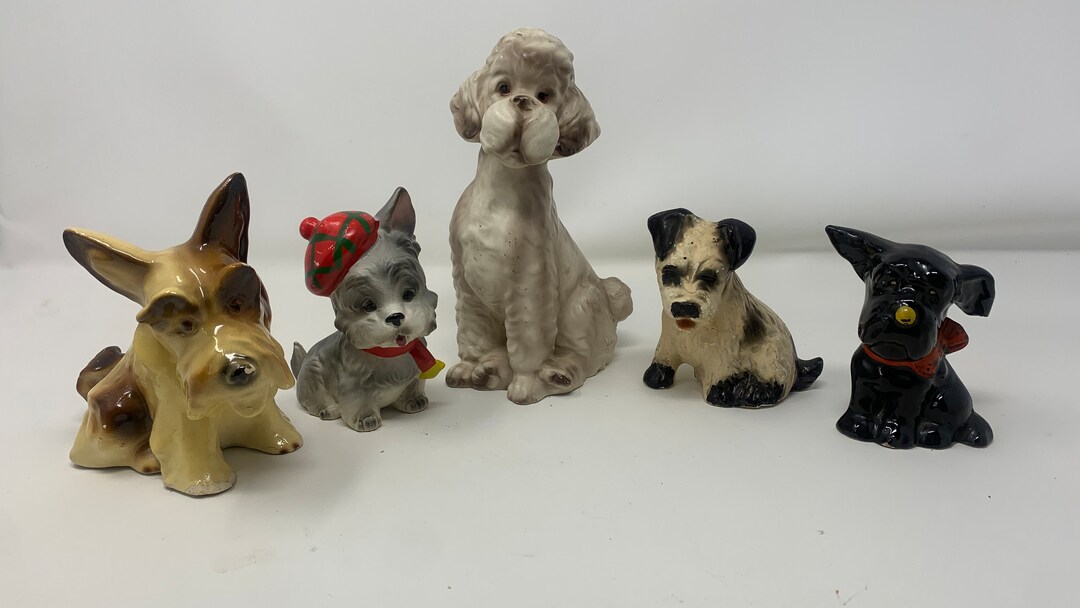 Set of 5 Medium Sized Chalkware/ceramic Dogs Japan - Etsy