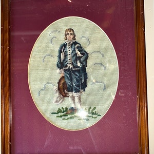 2 Framed Matted Needlepoint Pinkie and Blue Boy - Etsy