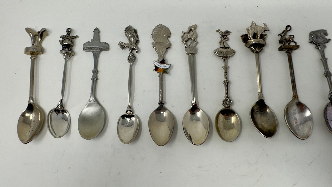 Set of 10 Collector Spoons Canadian 3D Scultured Tops Unique and ...