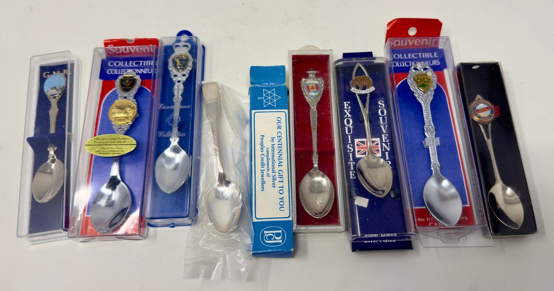 Set of 7 Collector Spoons Canadian Brand New Vintage in Original Boxes ...