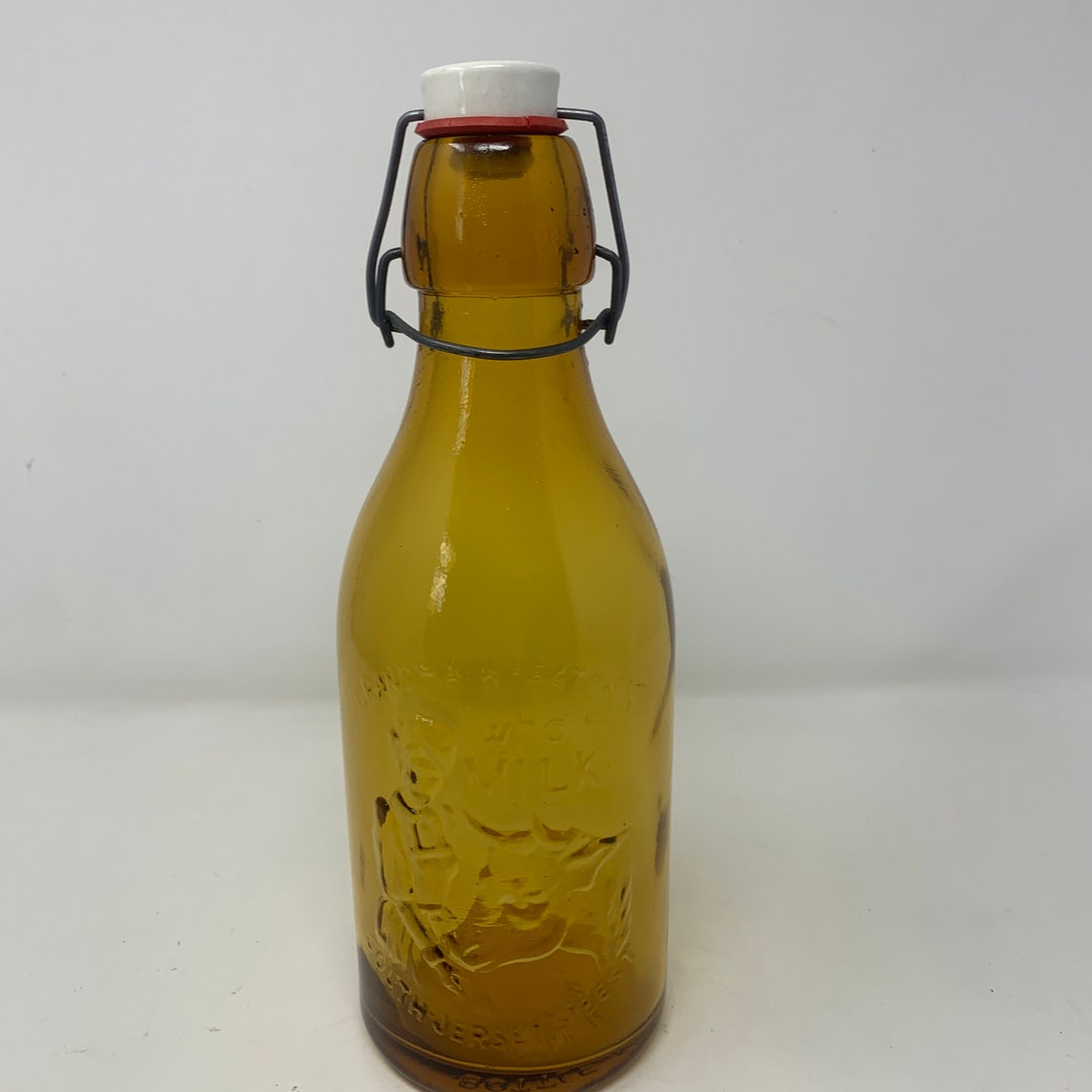 LARGE Wheaton Glass Italian Amber Embossed Milk Bottle 1970's - Etsy