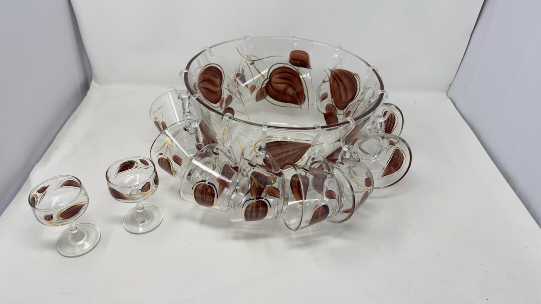Vintage Anchor Hocking "enchant Ware" Brown Leaves With Gold Paint ...