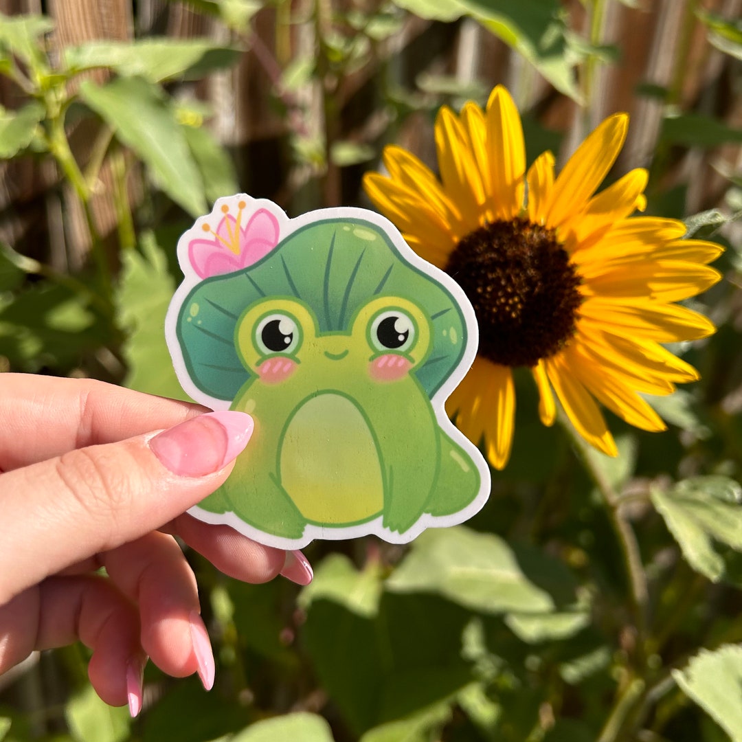 Cute Frog Sticker Water Resistant Vinyl Sticker Lily Pad - Etsy