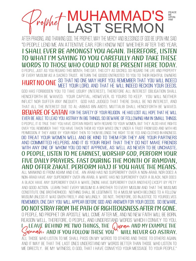 Prophet Muhammad (PBUH) Last Sermon Digital Print: Inspire Your Home ...