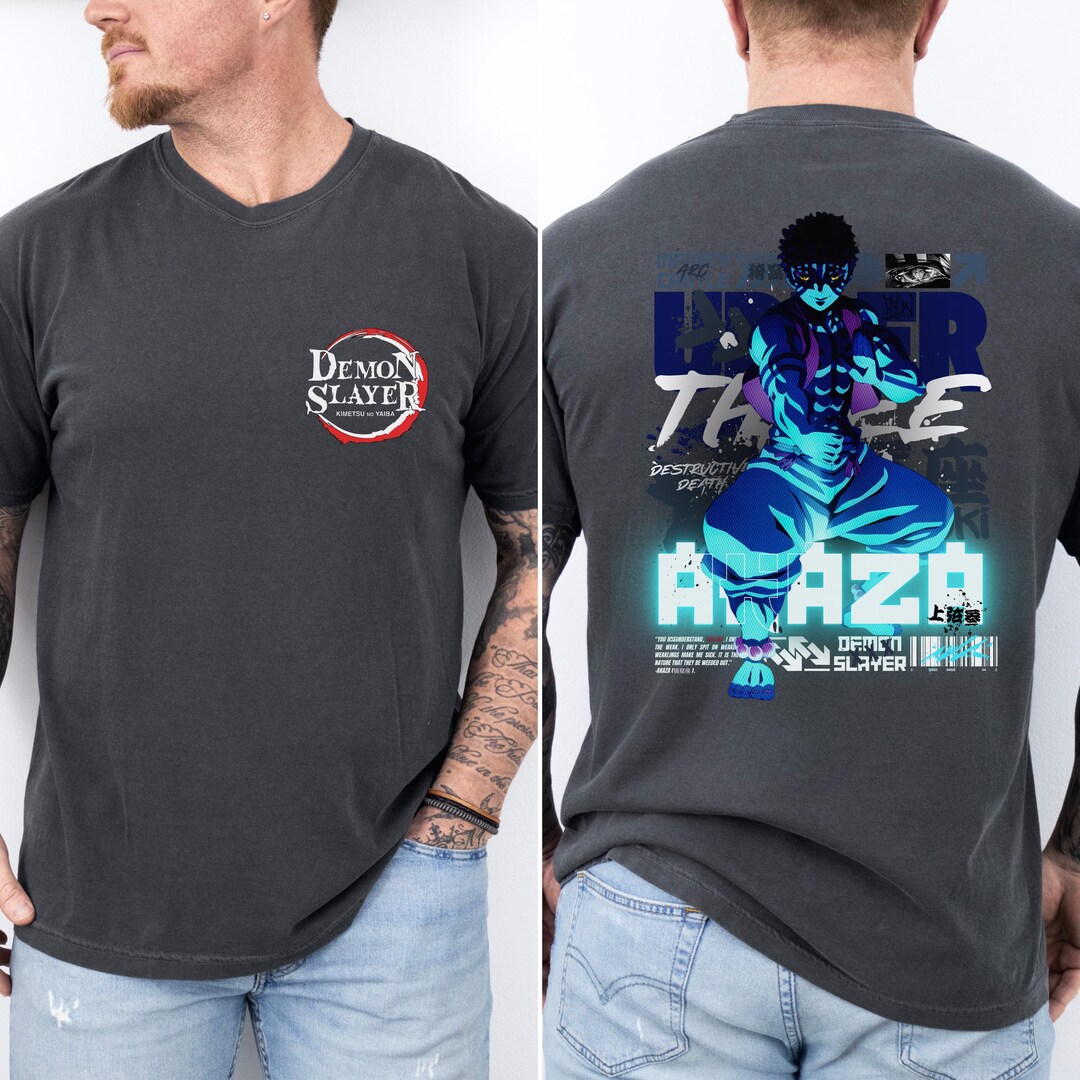 Anime Demon Slayer Akaza Unisex Garment-dyed T-shirt, Demon Slayer ...