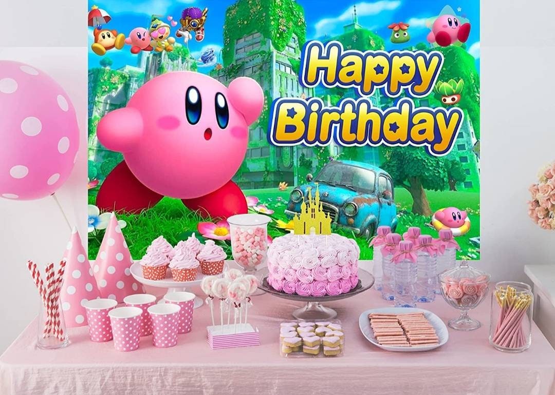 Kirby Birthday Backdrop Kirby Backdrop Kirby Birthday Party - Etsy ...