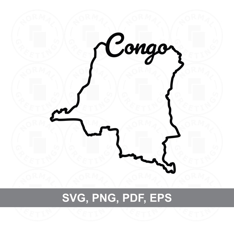 Democratic Republic of Congo Map Script SVG PNG Congolese Flag - Etsy