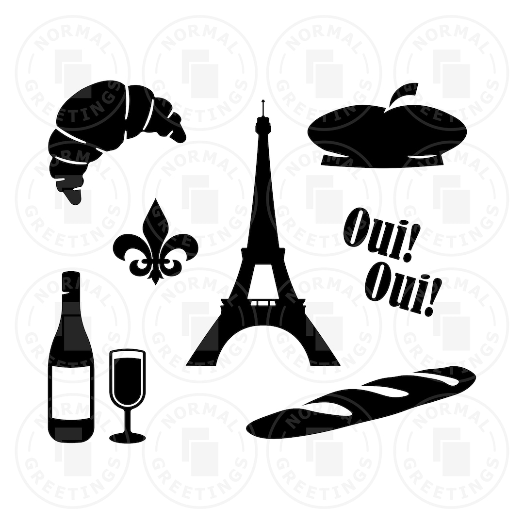 French Things Bundle Baguette Eiffel Tower France Paris Parisian Cricut ...