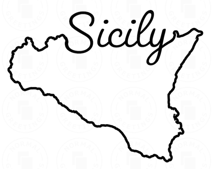 Sicily Outline Script SVG PNG Sicilian Flag Sicilian Pride Italia Italy ...