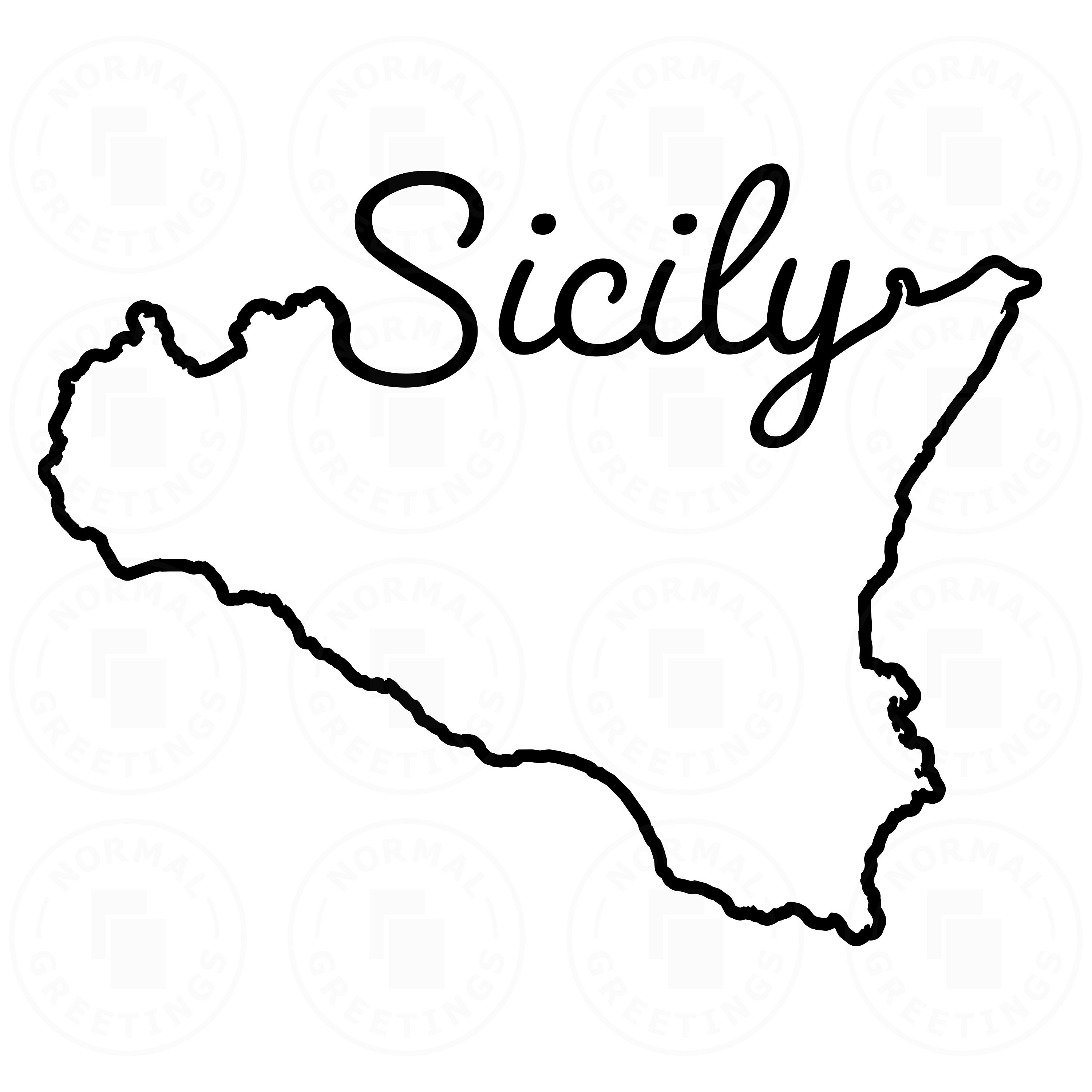 Sicily Outline Script SVG PNG Sicilian Flag Sicilian Pride Italia Italy ...
