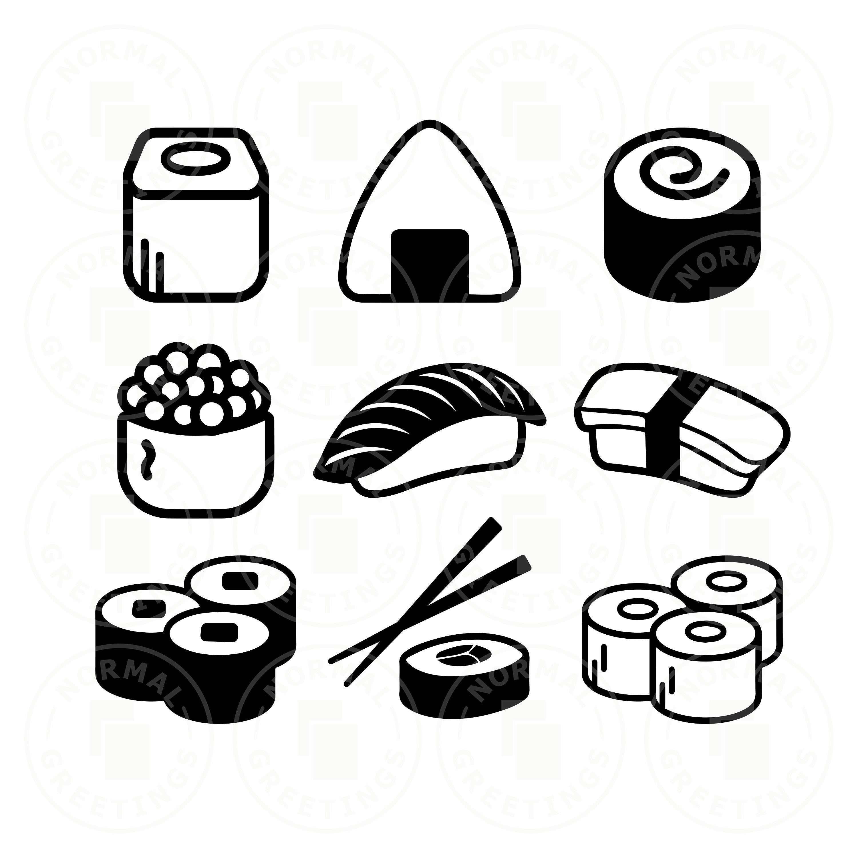 Japanese Food Sushi Sashimi Onigiri Anime SVG Bundle Cricut Cut Files ...