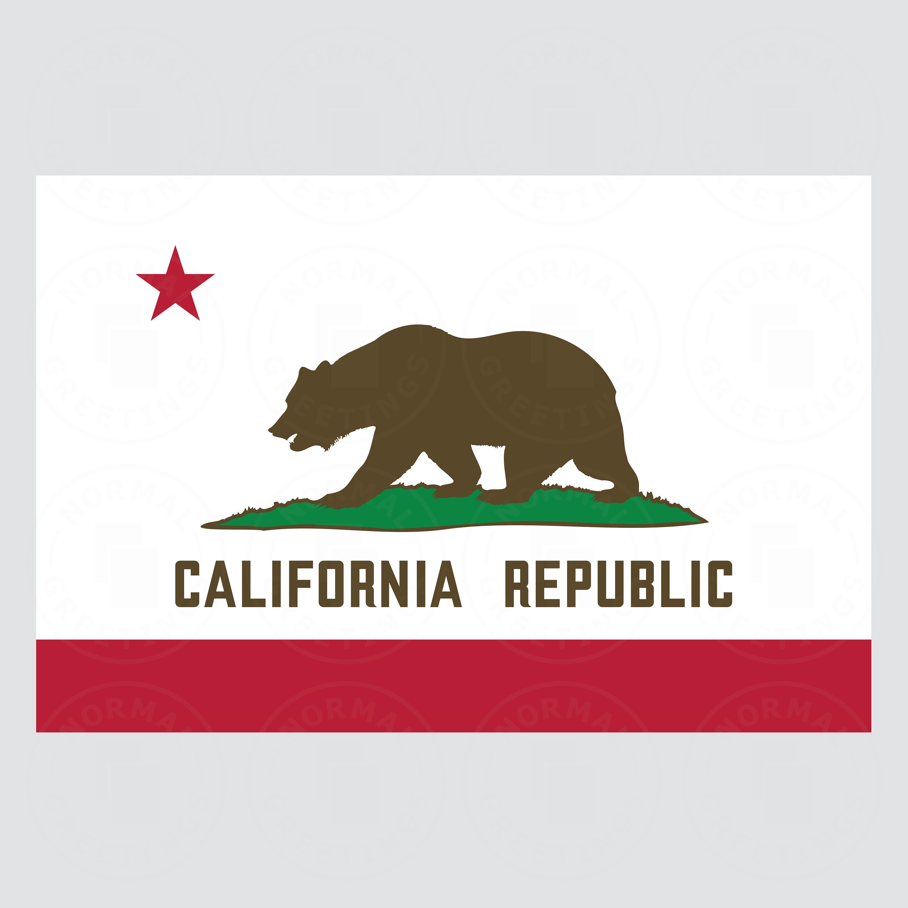 California Republic Flag SVG File Minimalist Californian Bear Flag ...