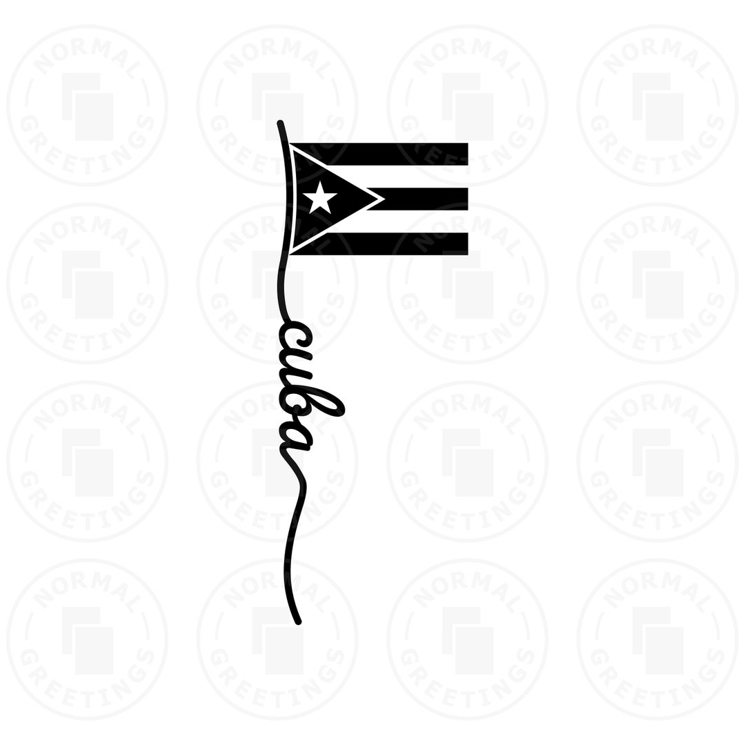 Cuba Flagpole Script Black and White SVG PNG Flag Bandera Cubana Cricut ...