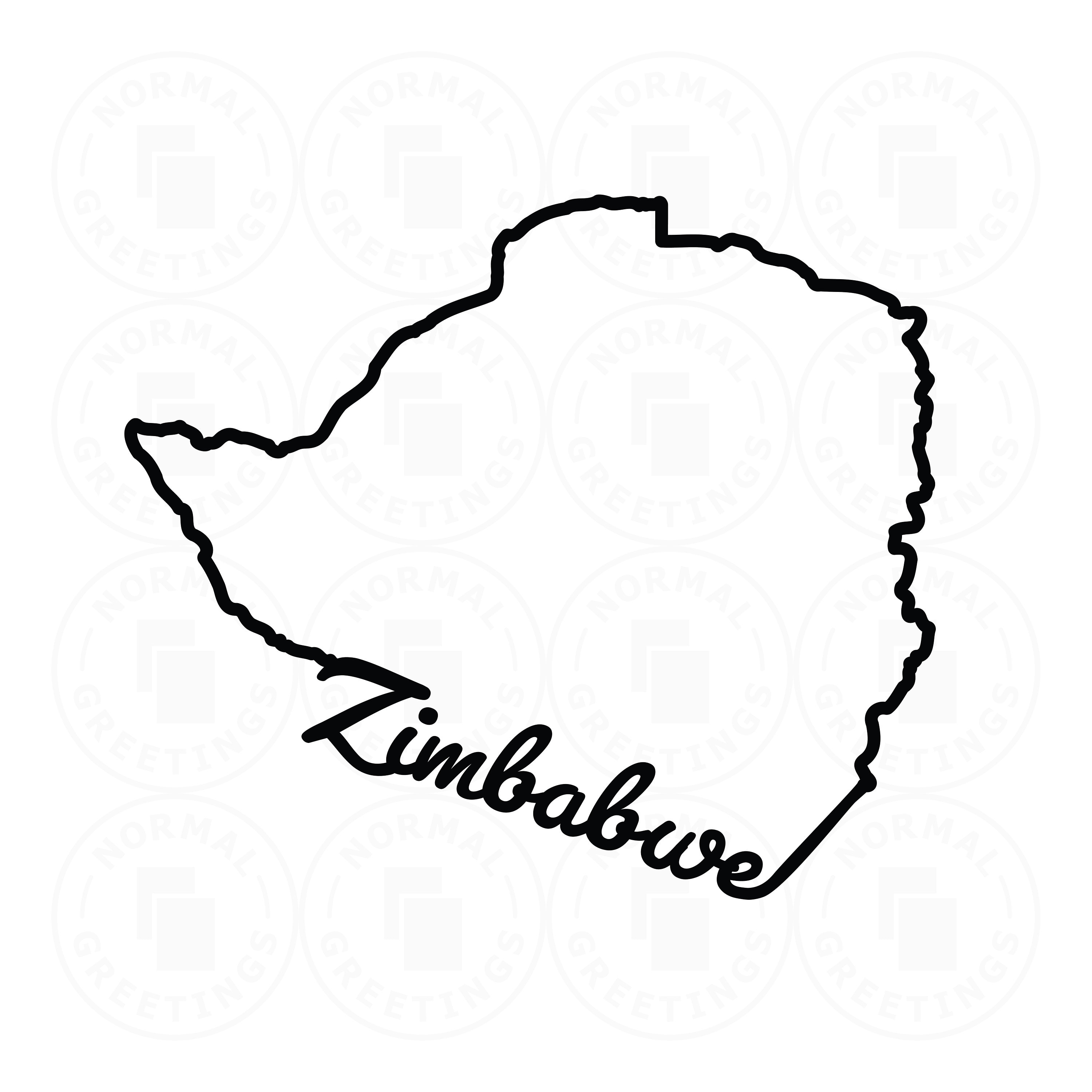 Zimbabwe Map Stencil Outline SVG PNG Zimbabwean American Africa Harare ...