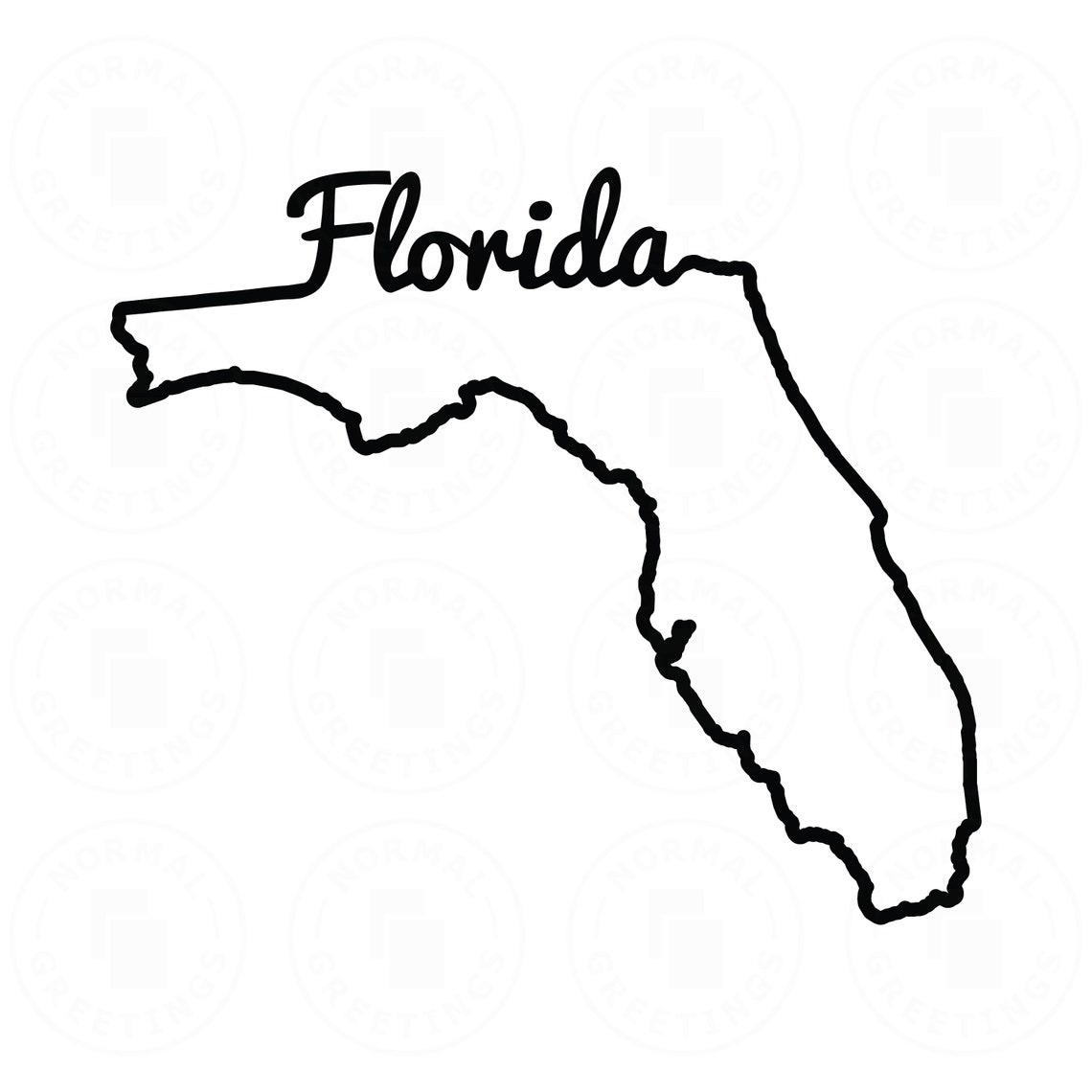 Florida Map Stencil Outline Script Font Floridian American - Etsy