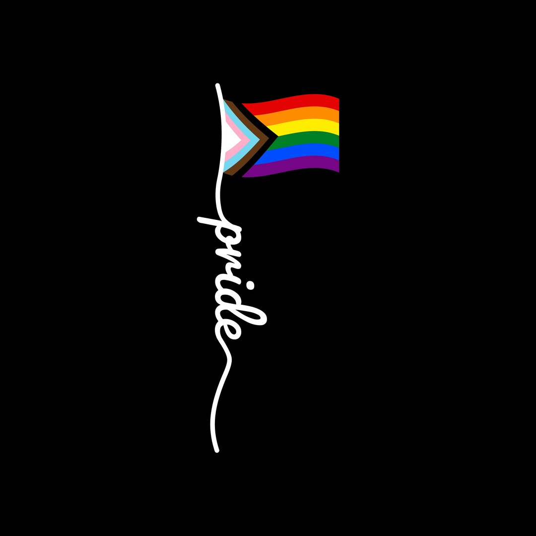 Pride Progress Flag Script SVG LGBTQ Flagpole Rainbow Flag Cricut Files ...