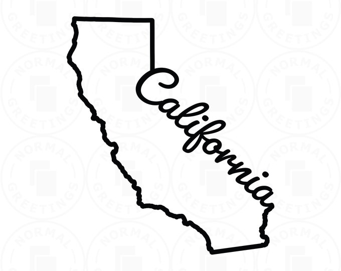 California Outline Script SVG PNG Cali State Shape Cricut Cut Files ...