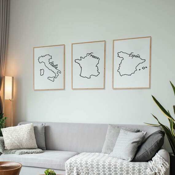 European Countries Digital Download Wall Art Italy France | Etsy