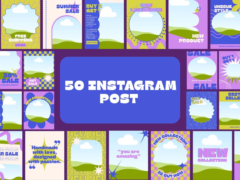 Bold Minimalist Instagram Post Stories Templates | Editable Vibrant ...